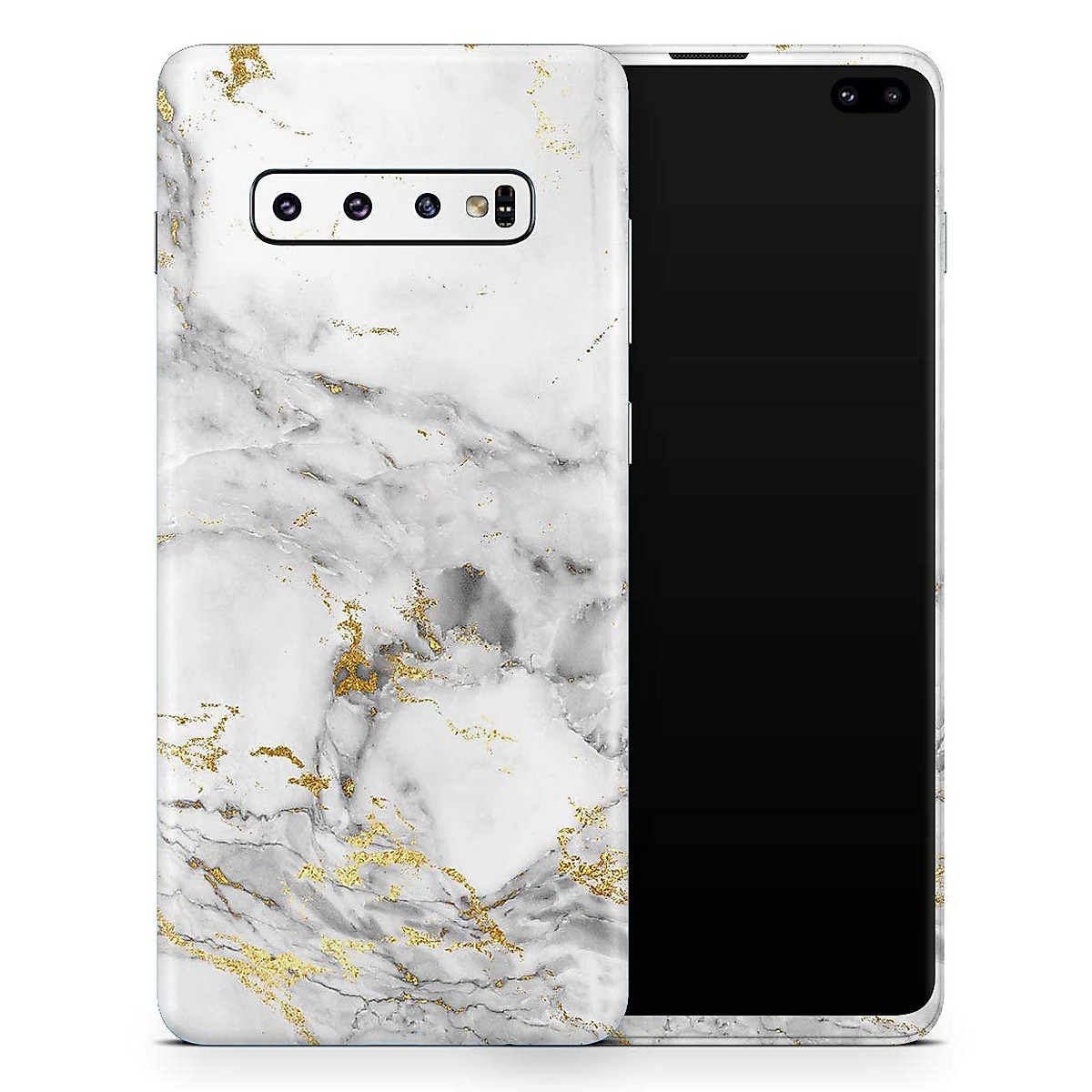 DesignSkinz Marble & Digital Gold Foil V8 Protective Vinyl Decal Wrap Skin Cover Compatible with The Samsung Galaxy S20 (Screen Trim & Back Glass Skin)