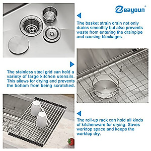 Zeayoun 33 Inch Kitchen Sinks Undermount - 33 x 19 Stainless Steel Single Bowl Undermount Kitchen Sink Deep Rectangular Large Under Counter Sink with Rounded Corner, 33 x 19 x 9 Inch