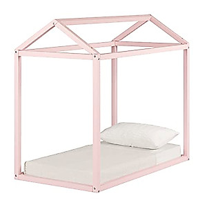 South Shore Sweedi Transition Wooden House Bed, Toddler, Pink