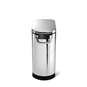 Simplehuman 35 Liter, 40 lb / 18.1 kg X-Large Pet Food Storage Container, Brushed Stainless Steel for Dog, Cat Food, and Bird Feed,Silver