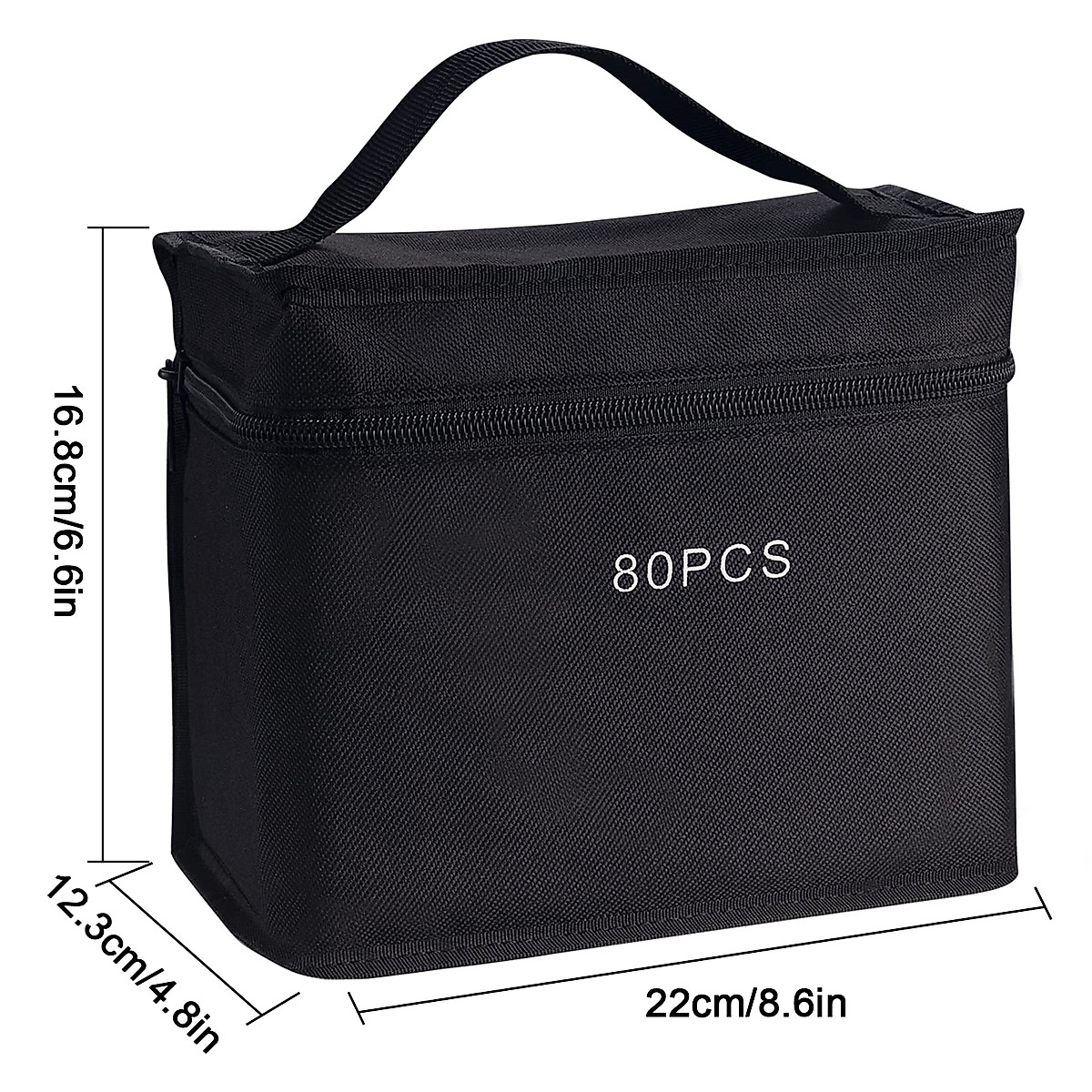 chfine Marker Case, Canvas Zippered Pen Bag Pencil Organizer for 80 Pcs Markers, Soft Stationary Storage Portable Large Capacity Organizer for School Students Teen Boys Girls, Black