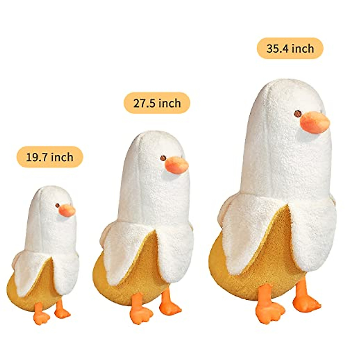 PEACH CAT Banana Duck Plush Toy Cute Plushie Hugging Plush Pillow Duck Stuffed Animal for Girls and Boys White 27.5"