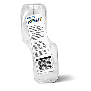 Philips Avent Anti-colic Baby Bottle Fast Flow Nipple, 4pk, Flow 4, SCF424/47