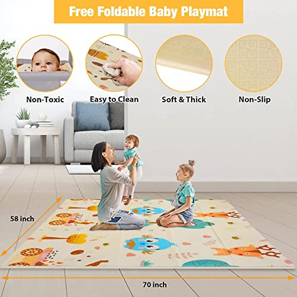 COLOR TREE Baby Playpen with Mat, 71”x59” Extra Large Playpen for Babies and Toddlers, BPA-Free Baby Playard with 50 Ocean Balls, Basket, Anti-Slip Base, Breathable Mesh, Kids Activity Center Gray