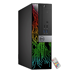 Dell OptiPlex Desktop Customized RGB Lights Computer Intel Core i5 6500 3.2 GHz 8GB RAM 256GB SSD Win 10 Pro WiFi, Gaming PC Keyboard & Mouse HDMI (Renewed)