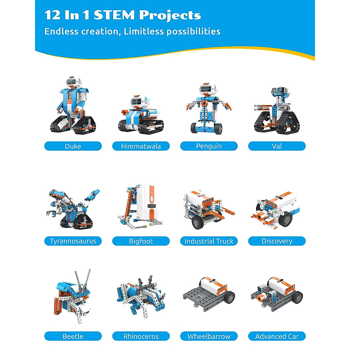 WhalesBot E7 Pro 12-in-1 STEM APP Coding Robot Kit, Scratch Programming for Kids, 637-Piece Educational Building Set with Interactive Books & APP 3D Model Guidance, Toy Gift for Boys & Girls Ages 8-12