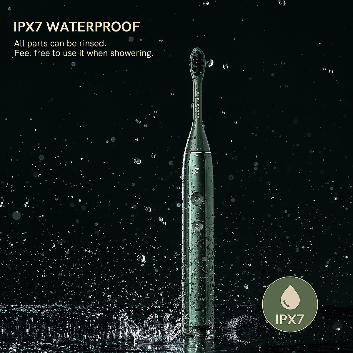 Flexforce Electric Toothbrush Adult, Rotating, Whitening Teeth Without Hurting Gums, 4 Replacement Toothbrush Heads, 1 Travel Box, 1 Dental Floss, Inductive Rechargeable, 5 Cleaning Modes, Green