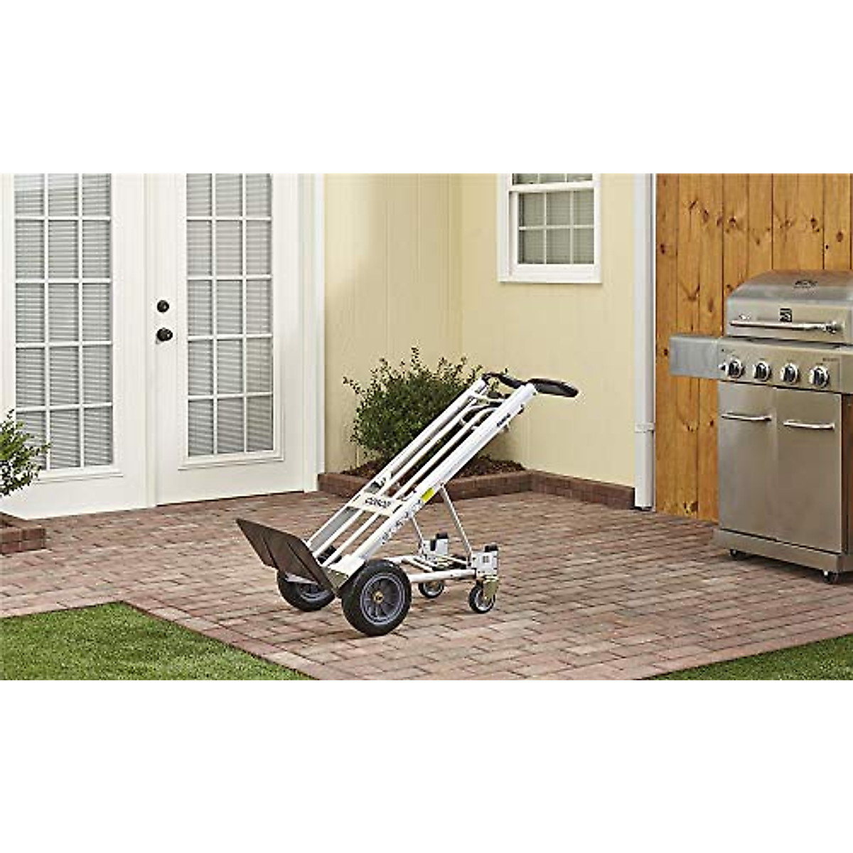 COSCO 12326ASB1E 3-in-1 Series Assisted Cart with Flat-Free Wheels Hand Truck, Black