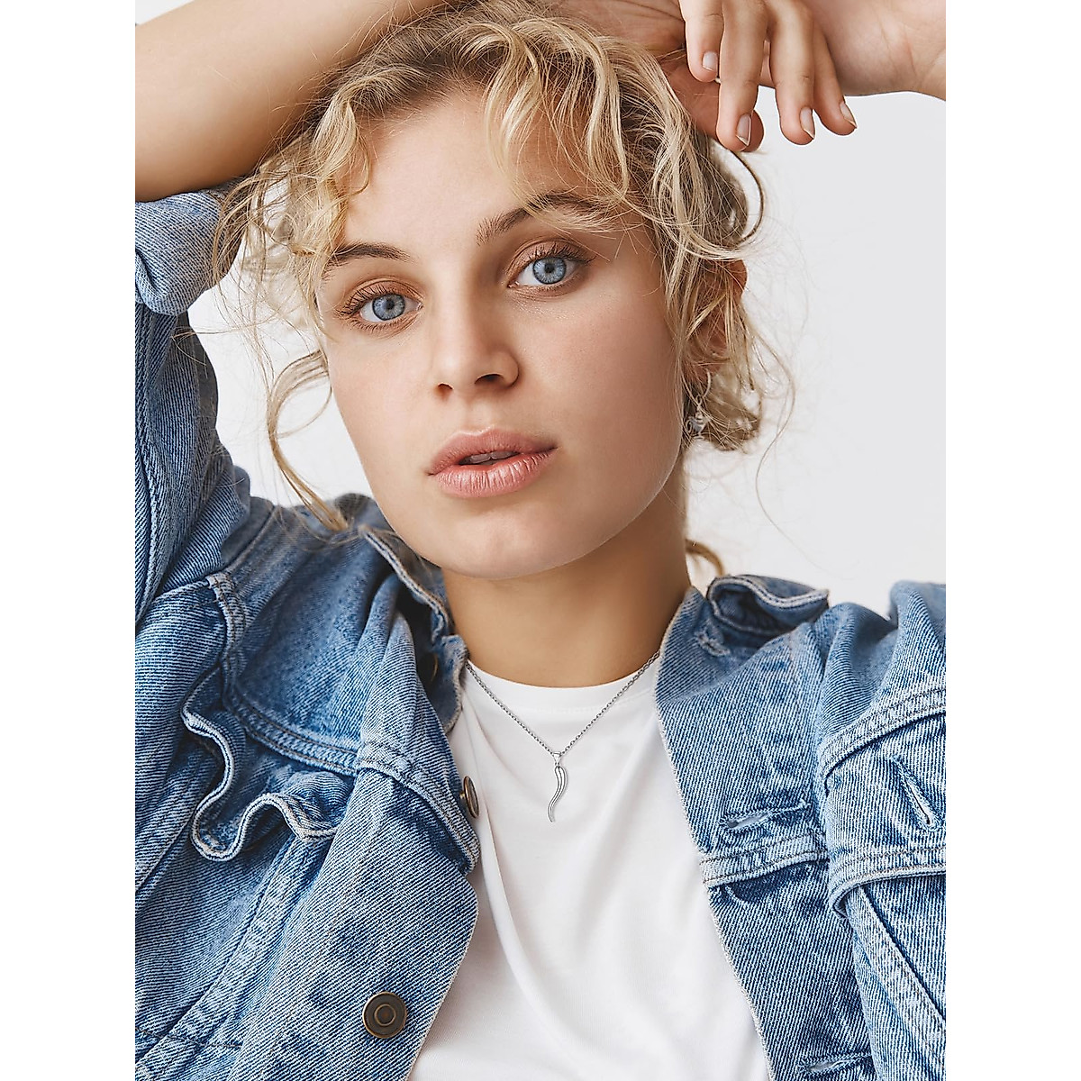 U7 Italian Horn Pendant for Car Sterling Silver Lucky Pepper Pendant Cornicelli Necklace 18 Inch