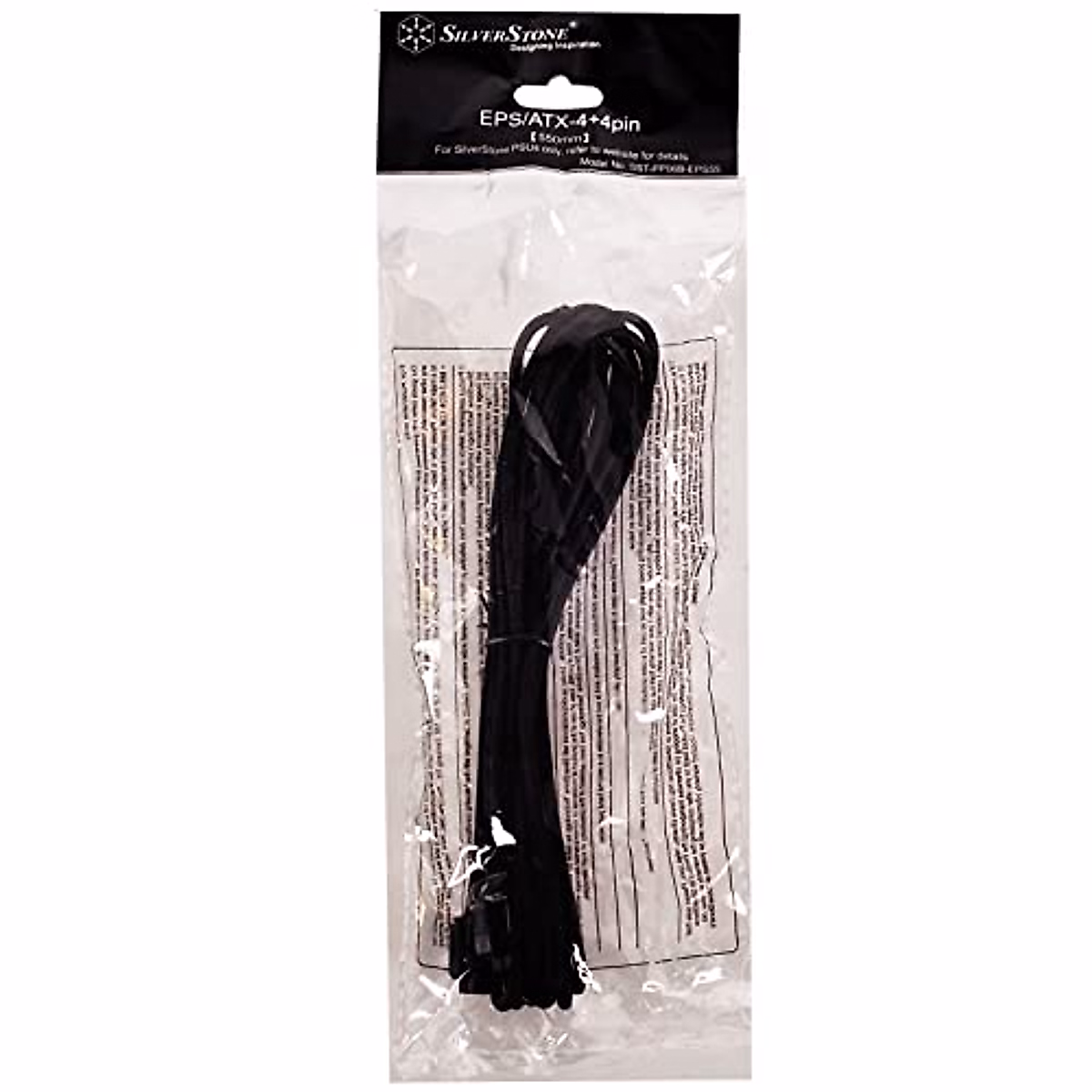 SilverStone Technology PP06 Black Sleeved PSU Cable for One EPS/ATX 12V 8-pin Adapter 550mm Long, SST-PP06B-EPS55