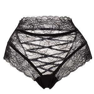 FUMAFI Womens Sexy Panty Lacey Underwear Lace Panties Plus Size Criss Cross Bikini Panties Black Sexy High Waist Panties