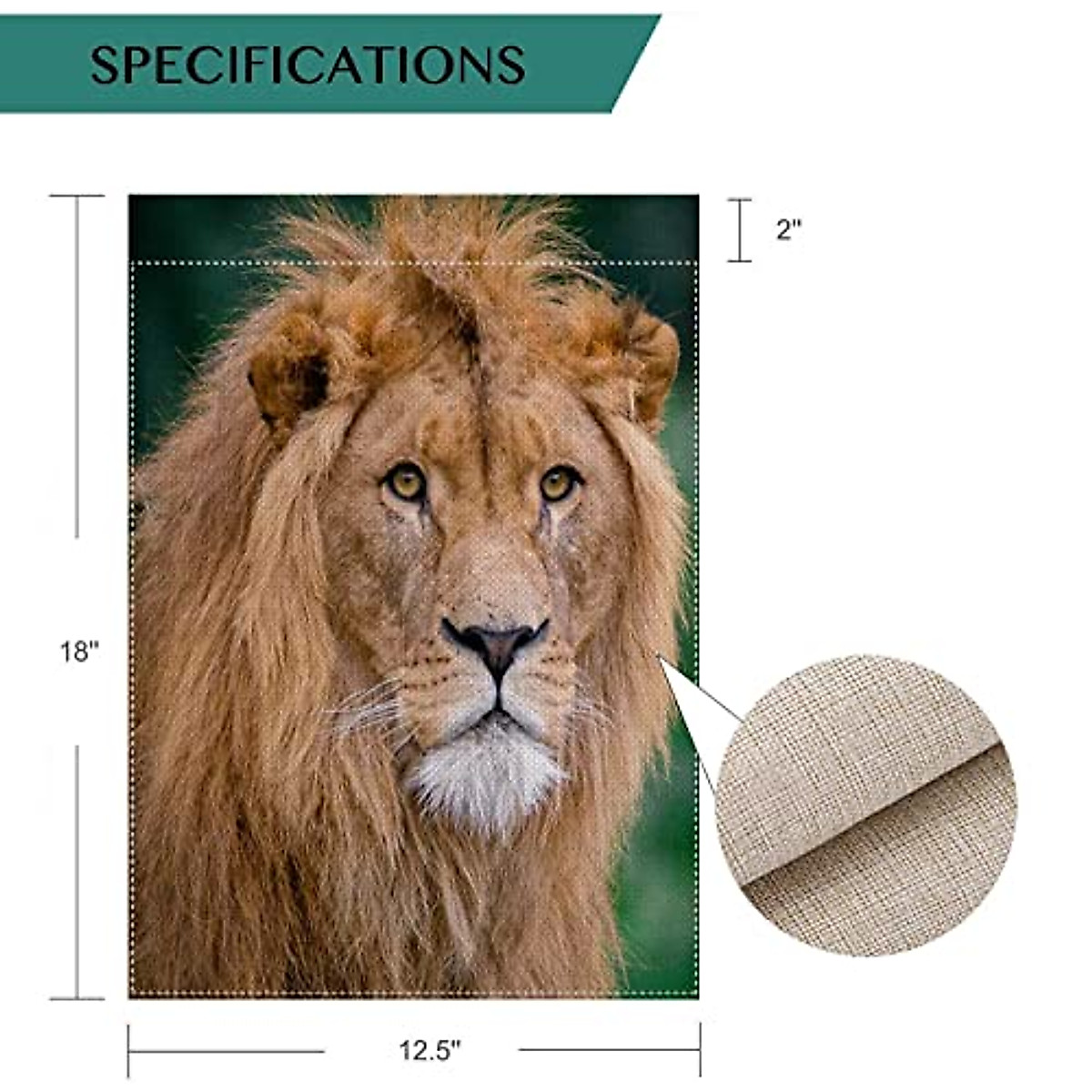 Uanvaha Lion Garden Flag Double Sided Brown Lion Head King African Grass Wild Animal Nature Welcome Small Yard Flag Seasonal Outside Decor Yard Farmhouse 12.5X18 Inch