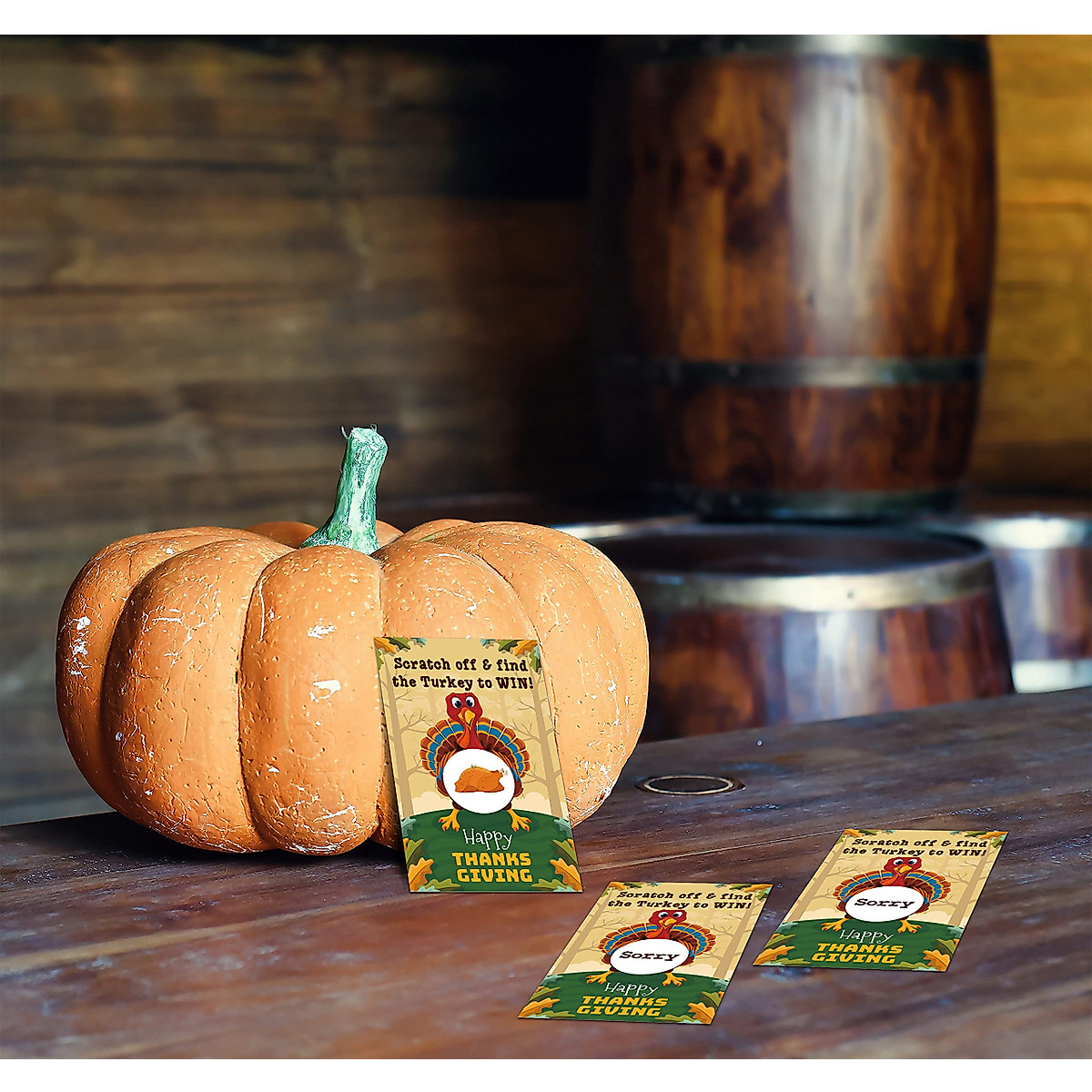 Turkey Scratch Off Games, Thanksgiving Scratch Off Game Cards For Baby Shower, Bridal Shower, Fall Festival Raffle Lottery Tickets Cards, Set Of 50 Cards (B03)