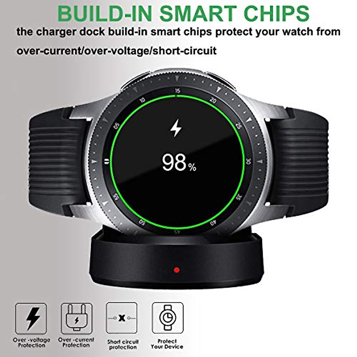 Charger for Samsung Galaxy Watch 1 42mm/46mm, Replacement Charging Dock Cradle for Galaxy Watch SM-R800/R810/R815 Smart Watch (Black)