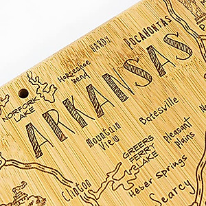 Totally Bamboo Destination Arkansas State Shaped Serving and Cutting Board, Includes Hang Tie for Wall Display