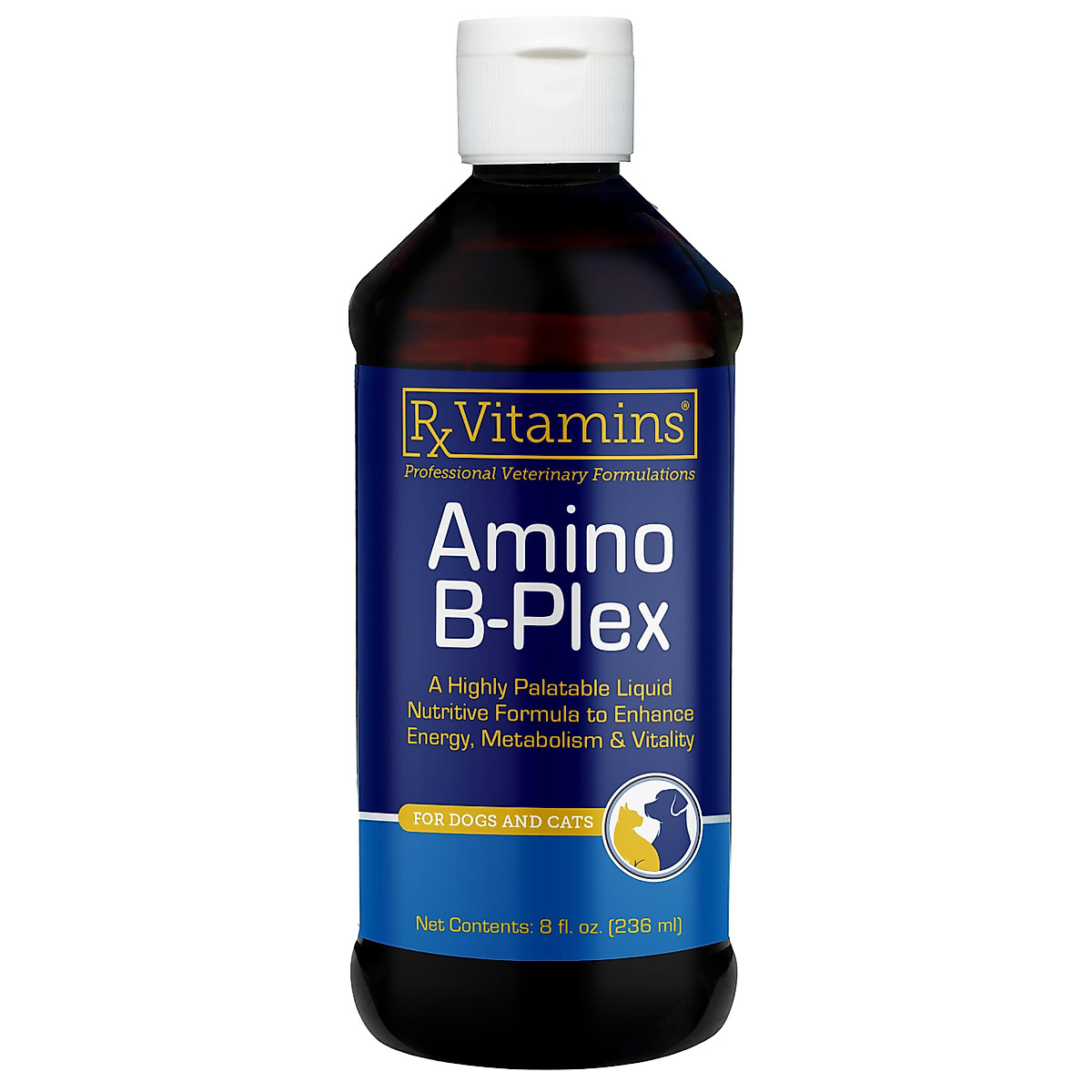Rx Vitamins Amino B-Plex Cat & Dog Supplement - Vitamin B Complex Liquid Plus Amino Acids for Dogs & Cats - Appetite Booster and Cat & Dog Weight Gainer - Cat and Dog Supplements & Vitamins - 8 oz