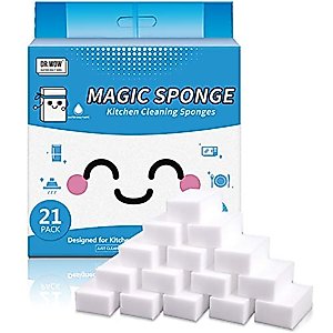 Dr.WOW 21 Pcs/Lot Magic Sponge ,Melamine Sponge - 2X Thicken 2X Long Lasting Cleaning,Eraser Sponge In Kitchen Air Fryers, Bathroom, Office Work Well