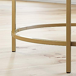 Sauder International Lux Wood and Metal Side Table in Sindoori Mango, Sindoori Mango Finish