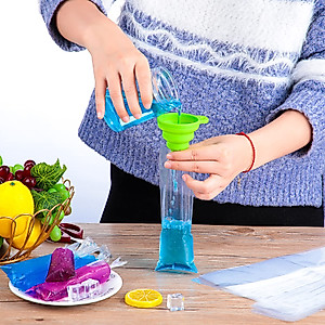 Ice Lolly Bags Disposable Ice Cream Mold Bags with Silicone Funnel, 3 Size DIY Ice Candy Pouch for Making Ice Cream Yogurt, 2x12 Inch, 3x12 Inch, 3x10 Inch (300 Pcs)