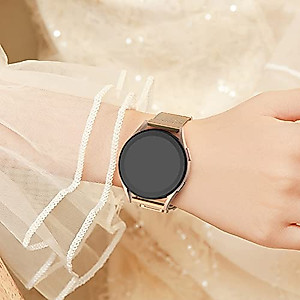 Meliya Metal Band Compatible with Samsung Galaxy Watch 7 Band 40mm 44mm, Galaxy Watch FE Bands 40mm, 20mm Stainless Steel Replacement Strap for Galaxy Watch 7 Band Women Men (Rose Gold 02)