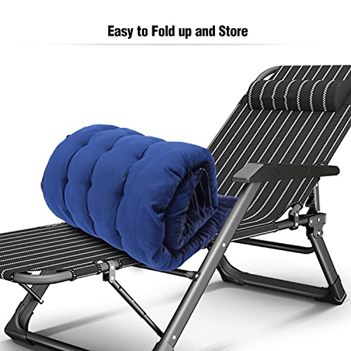 REDCAMP Chaise Lounge Chair Cushion for Patio Furniture, Thicker Soft Comfortable Zero Gravity Chair Pad for Outdoor Indoor Home Office, Blue 65"x21"