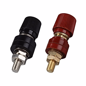 zipelo 3/8" Copper Battery Terminal, 2PCS Premium Remote Battery Power Junction Post Connector, 6MM Terminal Kit, Universal Automotive Accessories, Fit for Car Truck SUV Boat RV