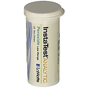 LaMotte 2984LR Insta-Test Hydrogen Peroxide Single Factor Test Strip, 0 ppm-50 ppm Range (Vial of 25 Strips)