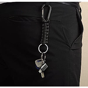 GREATRIL Keychain Carabiner with Key Ring Paracord Key Chain Hanger Heavy Duty Clips for Outdoor Boys/Girls/Men/Women (Black)