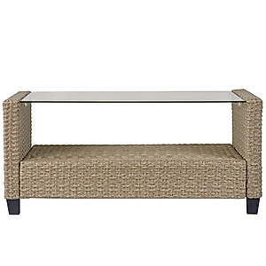 Merax 4 Piece Outdoor Patio Furniture Sets Conversation Set Wicker Ratten Sectional Sofa with Seat Cushions