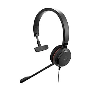 Jabra Evolve 30 II Wired Headset, Mono, UC-Optimized – Telephone Headset with Superior Sound for Calls and Music – 3.5mm Jack/USB Connection – Pro Headset with All-Day Comfort