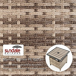 Sundale Outdoor Patio Umbrella Stand All Weather Wicker Rattan 22 in Umbrella Table Garden Furniture Deck Pool Table, Gray