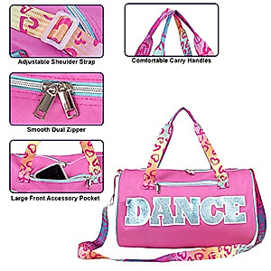 Dance Duffle Bags for Dancers, Girls, Teens, and Student Athletes, Fun Dance Workout Duffel Bag for Girls and Boys (Pink)
