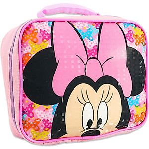 Fast Forward Minnie Mouse Mini Backpack with Lunch Box Set - Bundle with 11" Minnie Backpack, Minnie Mouse Lunch Bag, Water Bottle, Stickers, More | Minnie Backpack for Toddlers