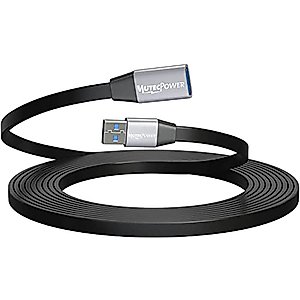 MutecPower Flat 10 Feet USB 3.0 Male to Female Cable Ultra Thin USB Active Repeater Extension Cord - Black 3m – Compatible with Laptops, Hard Drives, Xbox, PS4, VR, Printers, Oculus Rift