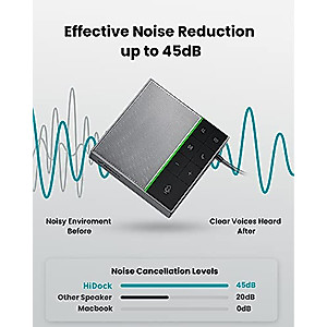HiDock Conference Speaker and Microphone, 360° Enhanced Voice Pickup & Noise Cancelling Speakerphone, Conference Room Omnidirectional Microphone, Conference Speaker with Mute for Home Office
