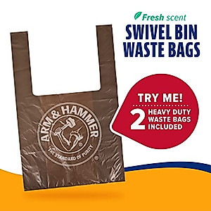 Arm & Hammer Swivel Bin & Rake Pooper Scooper Waste Management System (2 Bonus Heavy Duty Handle Tie Waste Bags Included for Premium Odor Control)