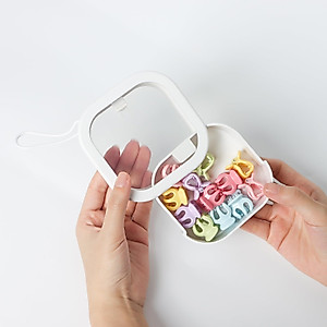 Heliltd 2pcs Hair Tie Organizer Boxes Small Lightweight Portable Hair Tie Holder Organizer Can Be Stackable or Hang for Desktop Bathroom Travel or Small Items Storages (Pink + White)