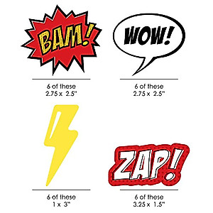 Big Dot of Happiness Bam Superhero Paper Straw Decor - Baby Shower or Birthday Party Striped Decorative Straws - Set of 24