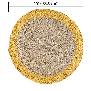 Nature4u 100% Jute Hand Braided Placemat Set of 4 Rustic Vintage Farmhouse Table top & Dining Table Round Placemat for Parties (14” Diameter, Natural Beige) Set of 4