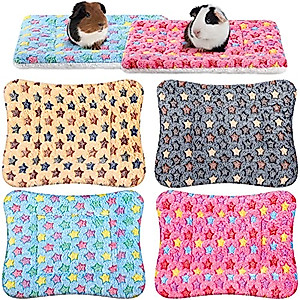4 Pack Guinea Pig Bed Mat Bedding for Cage with Cute Prints Fleece Cats Dog Crate Kennel Pad Mat for Small Animal Bed Hedgehogs Bunny Ferrets Hamster Pet Pad Liner (Little Star,13 x 10 Inch)