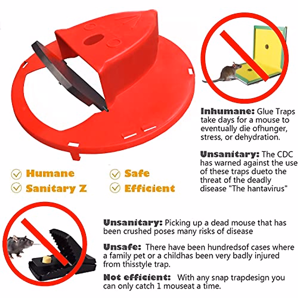 Mouse Trap Bucket, Bucket Lid Mouse Trap, 5 Gallon Bucket Compatible, Humane or Lethal, Trap Door Style, Multi Catch, Auto Reset, Indoor Outdoor, No See Kill (Wine)