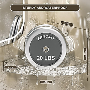 JAILOG 2 Pack Corner Shower Caddy, Removable Suction Cup Shower Shelf Adhesive Bathroom Shower Organizer Detachable Shower Self with 8 Hooks Kitchen Caddy Spice Rack (Clear - 2 Pack)