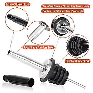 AOZITA 12 Pack Stainless Steel Liquor Bottle Pourers Tapered Spout with Long Dust Caps, Oil Dispenser Bottle Spouts for Pours Liquor, Vinegar, Syrup or Olive Oils (12 Bottle Pourers +12 Dust Covers)