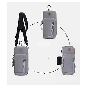 Sport Running Armband Cell Phone Holder Crossbody Purse Case Belt Pouch Arm Bag for Samsung Galaxy S22 S23 S24 Ultra S21 S20 Plus Note20 iPhone 14 13 12 Pro Max Moto G Power Google Pixel 7a 6a (Gray)