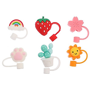 SEWACC Straw Covers 6 Pcs Silicone Straw Caps Reusable Drinking Straw Tips Lids Straw Toppers for Home Party Outdoor Office