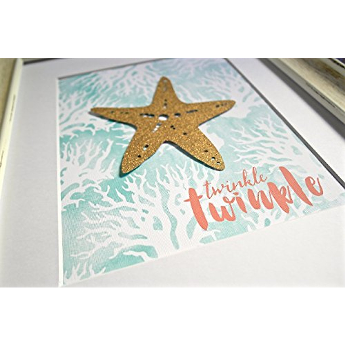 Teal, Coral and Gold Starfish Nursery Art, Starfish Decor - Twinkle Twinkle