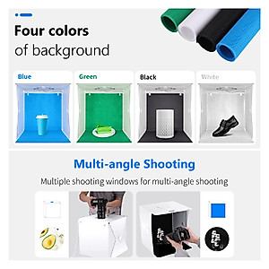 Neewer Upgraded Photo Light Box, 16" x 16" Dimmable 3000K~6500K 1060LM Photo Studio Shooting Tent, Photography Table Top Light Box with 102 LED Lights/4 Color Backdrops/Mini Tripod/Phone Holder