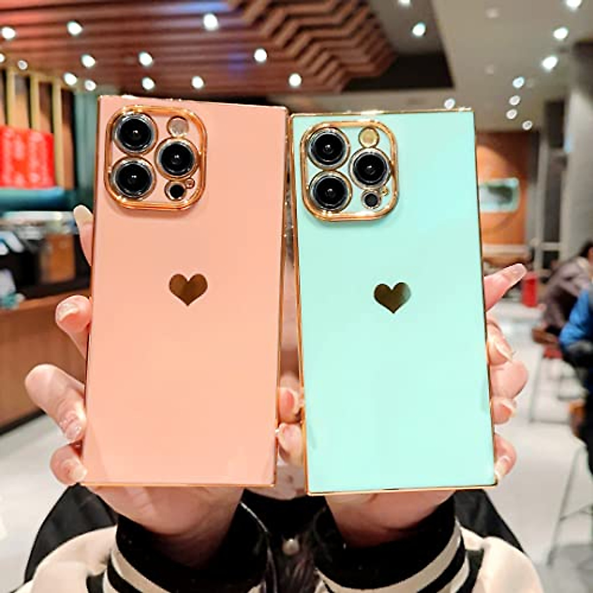 Tzomsze Square iPhone 14 Pro Case, Cute Cases Full Camera Protection, Reinforced Corners TPU Cushion Shockproof Edge Bumper Cover iPhone 14 Pro Phone Case [6.1 inches] -Purple