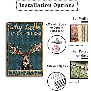 SKIYGTH Tin Sign Moose Deer Hello Sweet Cheeks Have A Seat Vintage Metal Tin Sign Retro Poster 8x12inch