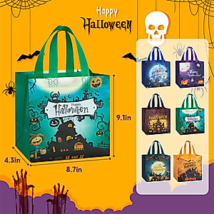 GPSHLUEP Halloween Non-Woven Gift Bags, Halloween Treats Bags, Halloween Trick or Treat Tote Bag, Halloween Party Bags with Handles for Gifts Wrapping, Halloween Party Supplies